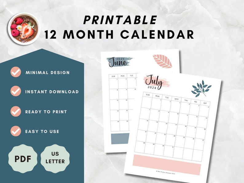 Printable Calendar July 2024-june 2025 Sunday and Monday Start ...