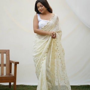 Blue Georgette Silk Handwork Saree, Saree for USA Women, Designer Saree ...