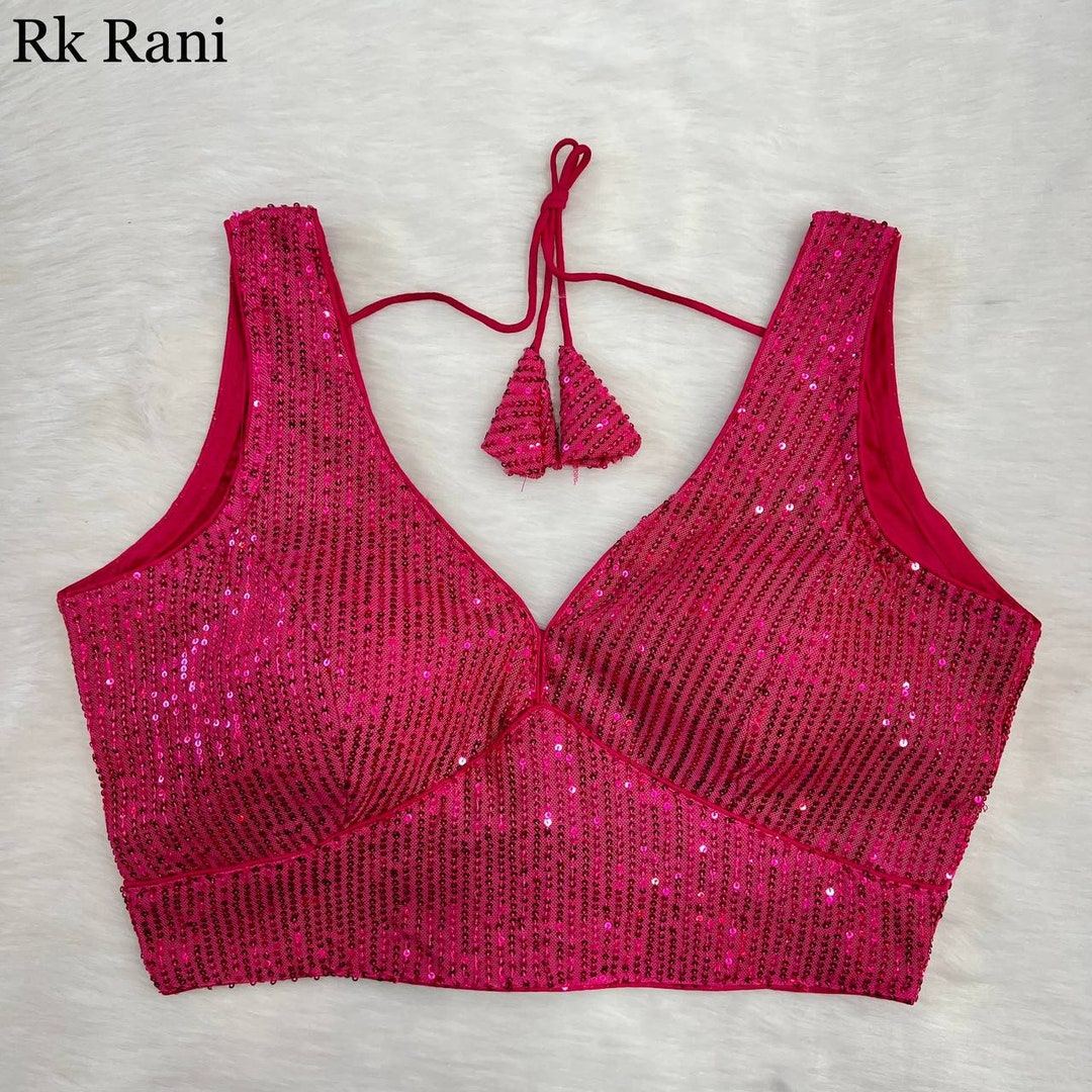 Readymade Designer Rani Color Zara Sequins Fabric With Sweetheart ...