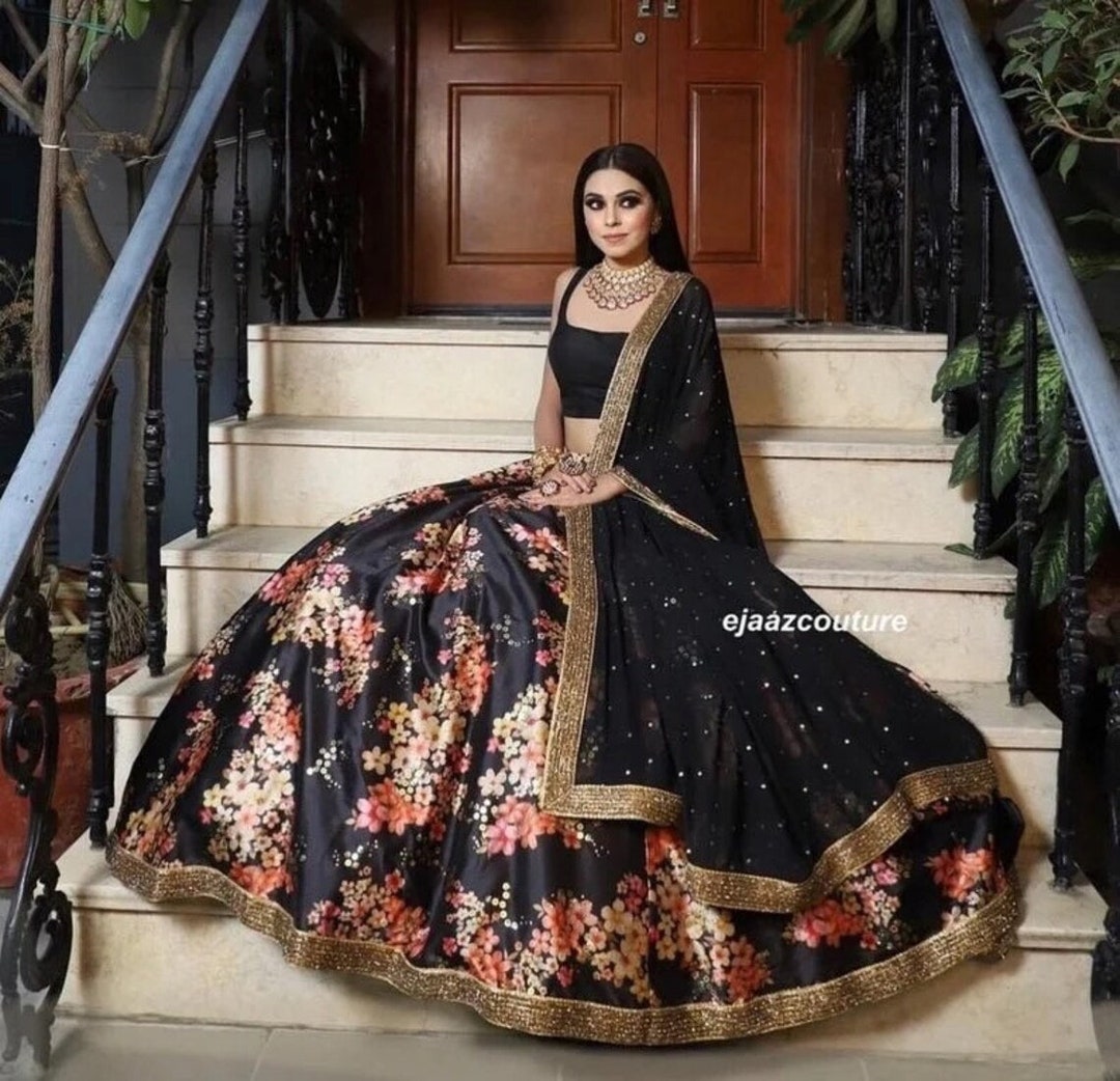 Banglori Silk Crop Top and Printed Lengha Skirt. Indian Trendy Lengha ...