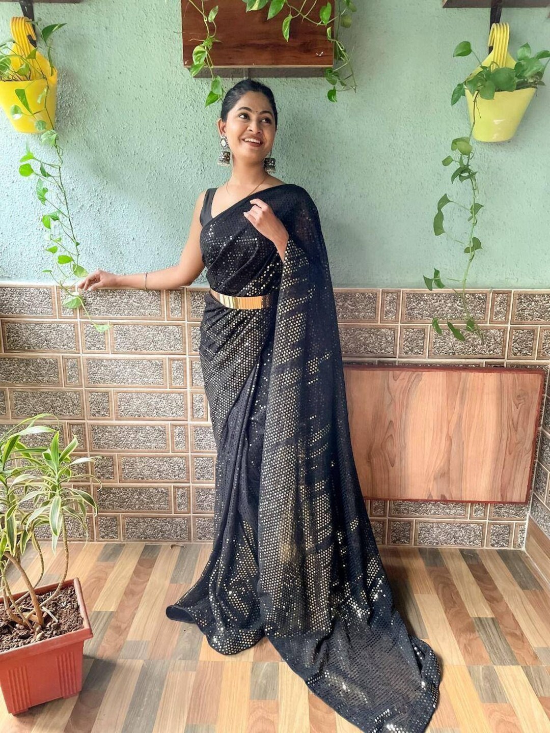 Teal Color Beautifully Designed Georgette 1 Min Ready to Wear Saree ...