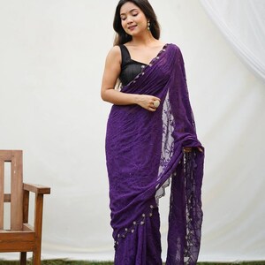 Blue Georgette Silk Handwork Saree, Saree for USA Women, Designer Saree ...