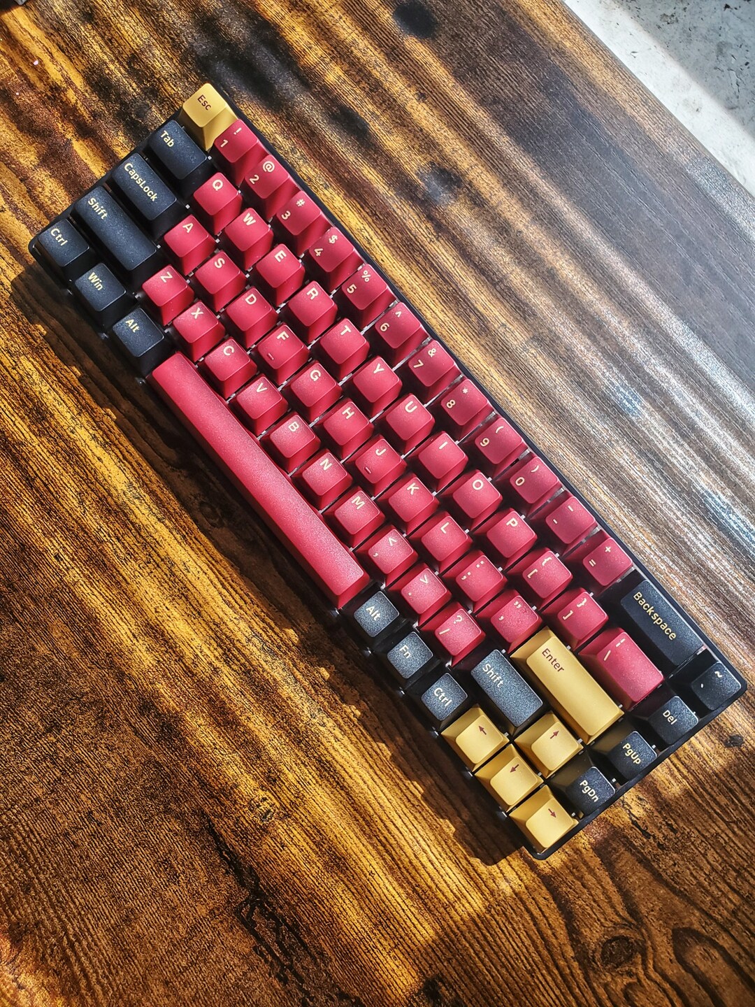 65% Mechanical Keyboard Red Gold Black Keycap Akko Wine - Etsy