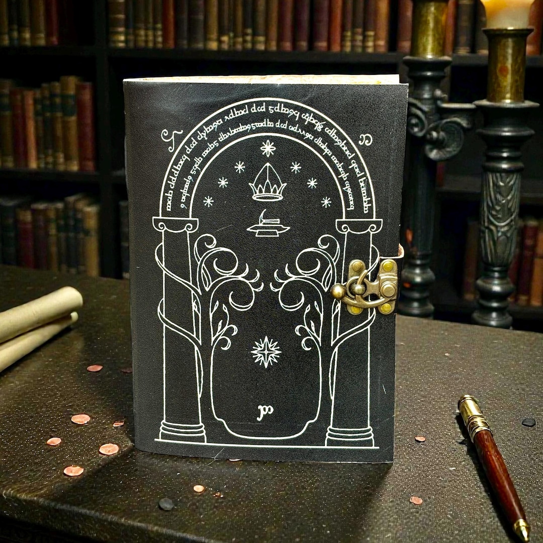 Doors of Durin Leather Notebook: Tolkien Lord of the Rings Handmade ...