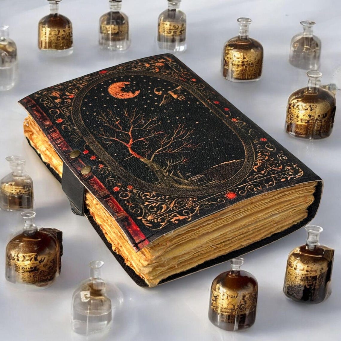 Tree of Life Leather Journal: Handmade Book of Shadows With Brass Lock ...
