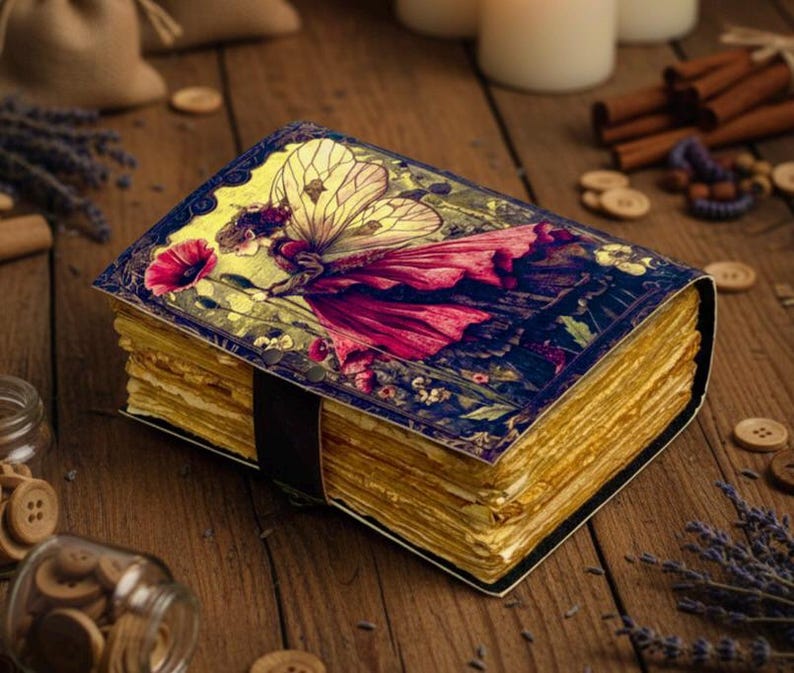 Handmade Fairy Leather Journal: Wiccan Grimoire Book of Shadows With ...