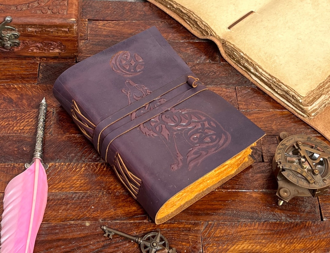 Howling Wolf Embossed Journal • Handmade Leather Journal, Celtic ...