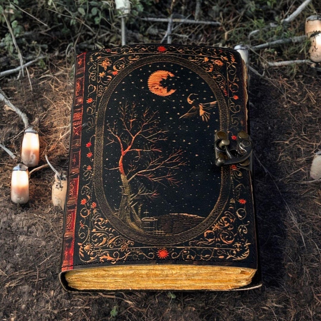 Tree of Life Leather Journal: Handmade Book of Shadows With Brass Lock ...