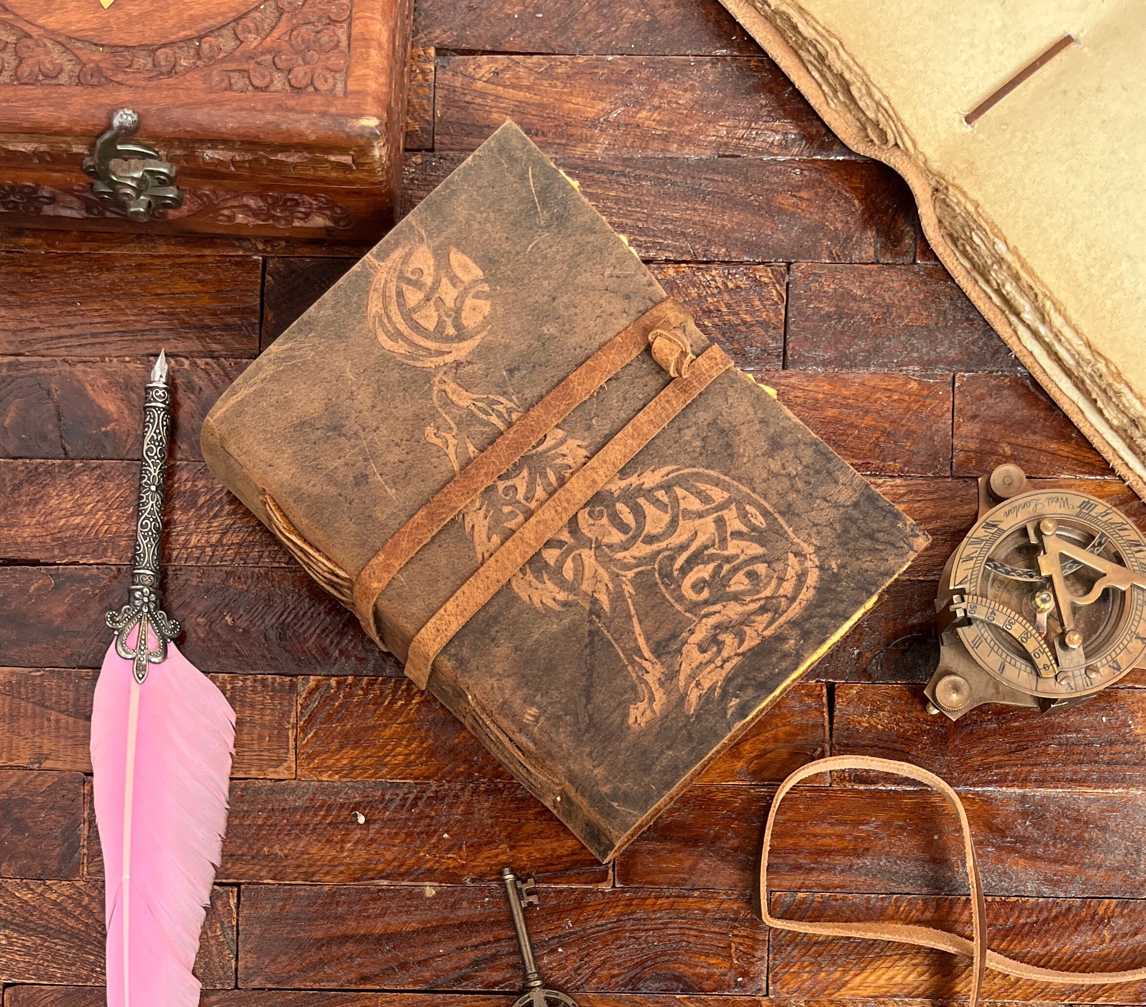 Howling Wolf-blank Witches Spell Book of Shadows Grimoire, Celtic ...