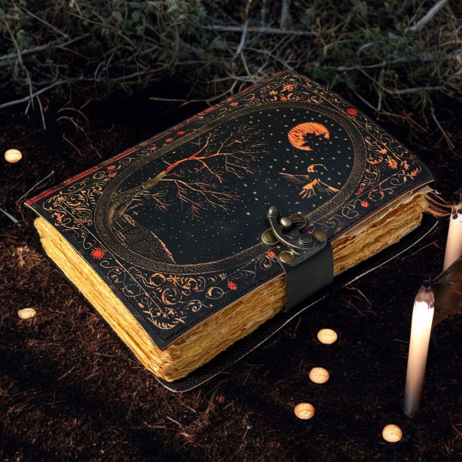 Tree of Life Leather Journal: Handmade Book of Shadows With Brass Lock ...
