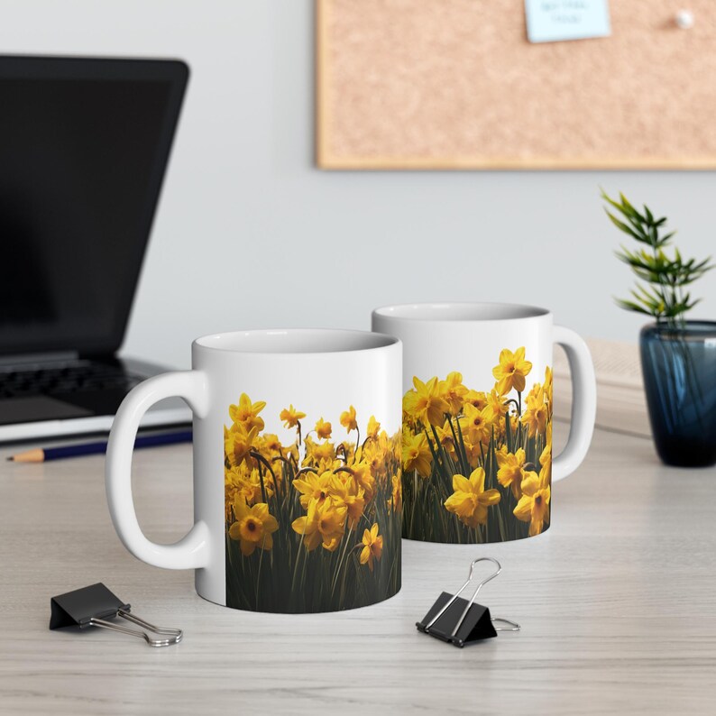 Daffodil Floral Coffee Mug, Spring Garden Kitchen Decor - Etsy