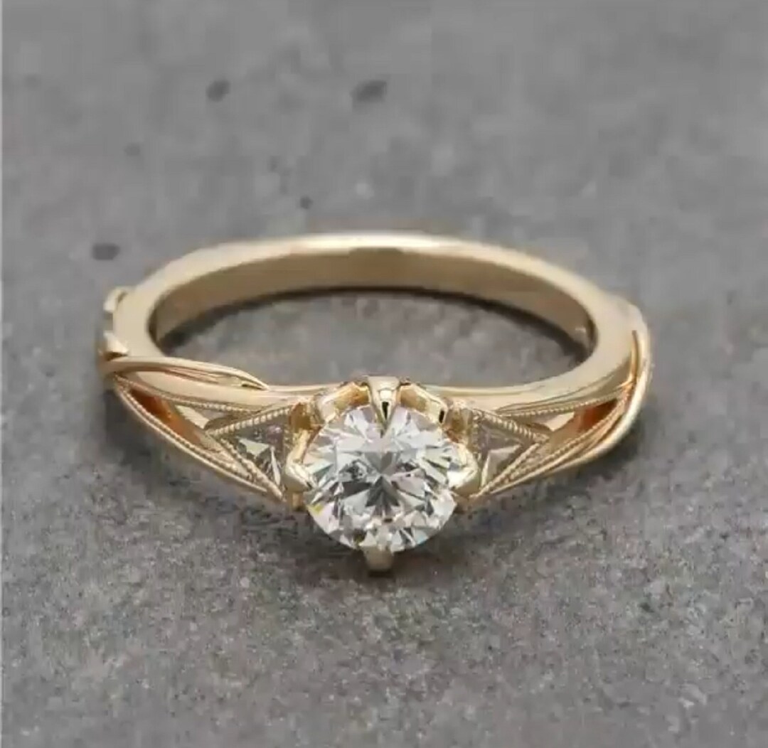 Ice Crushed 2 CT Round Certified Moissanite Diamond Side Trilliant Cut ...
