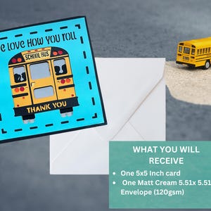 Thank You Card for School Bus Driver 3D Gift for Driver Greeting Card ...