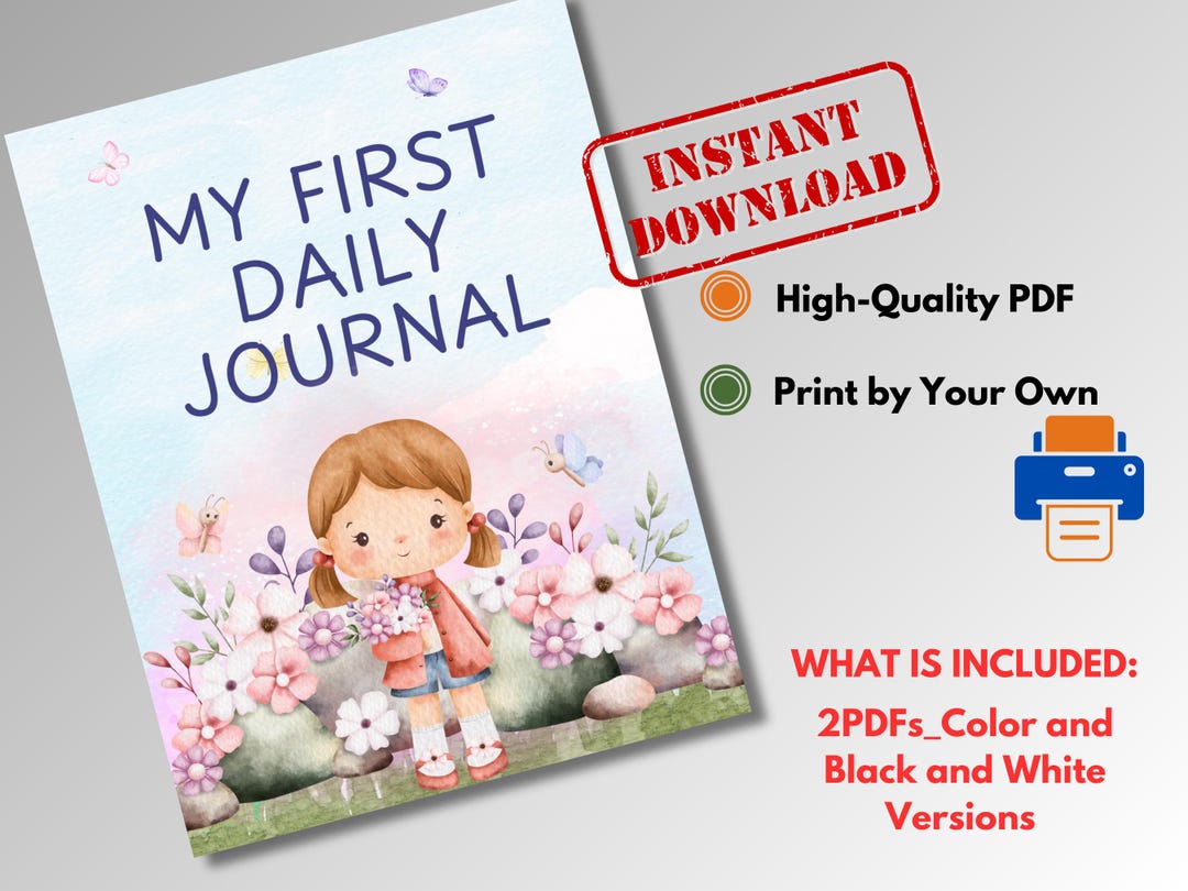 Daily Journal for Girls My First Journal Printable Journal for Kids ...