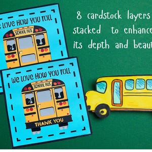 Thank You Card for School Bus Driver 3D Gift for Driver Greeting Card ...