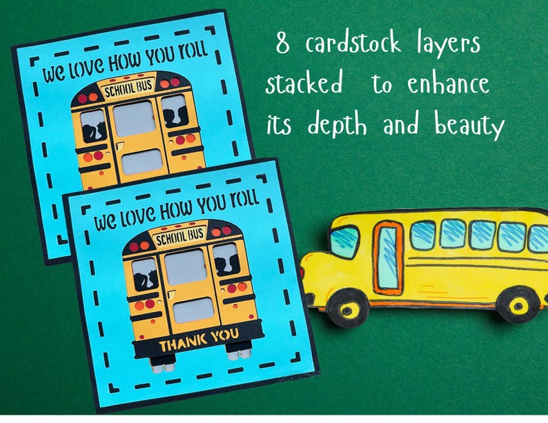 Thank You Card for School Bus Driver 3D Gift for Driver Greeting Card ...