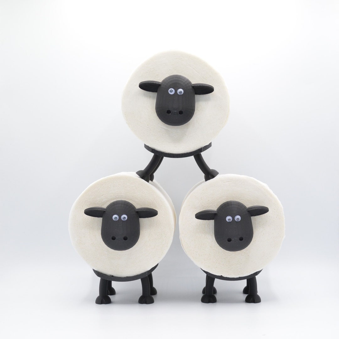 Shawn the Toilet Paper Holder Sheep Set of 3, Black Bathroom Decor ...