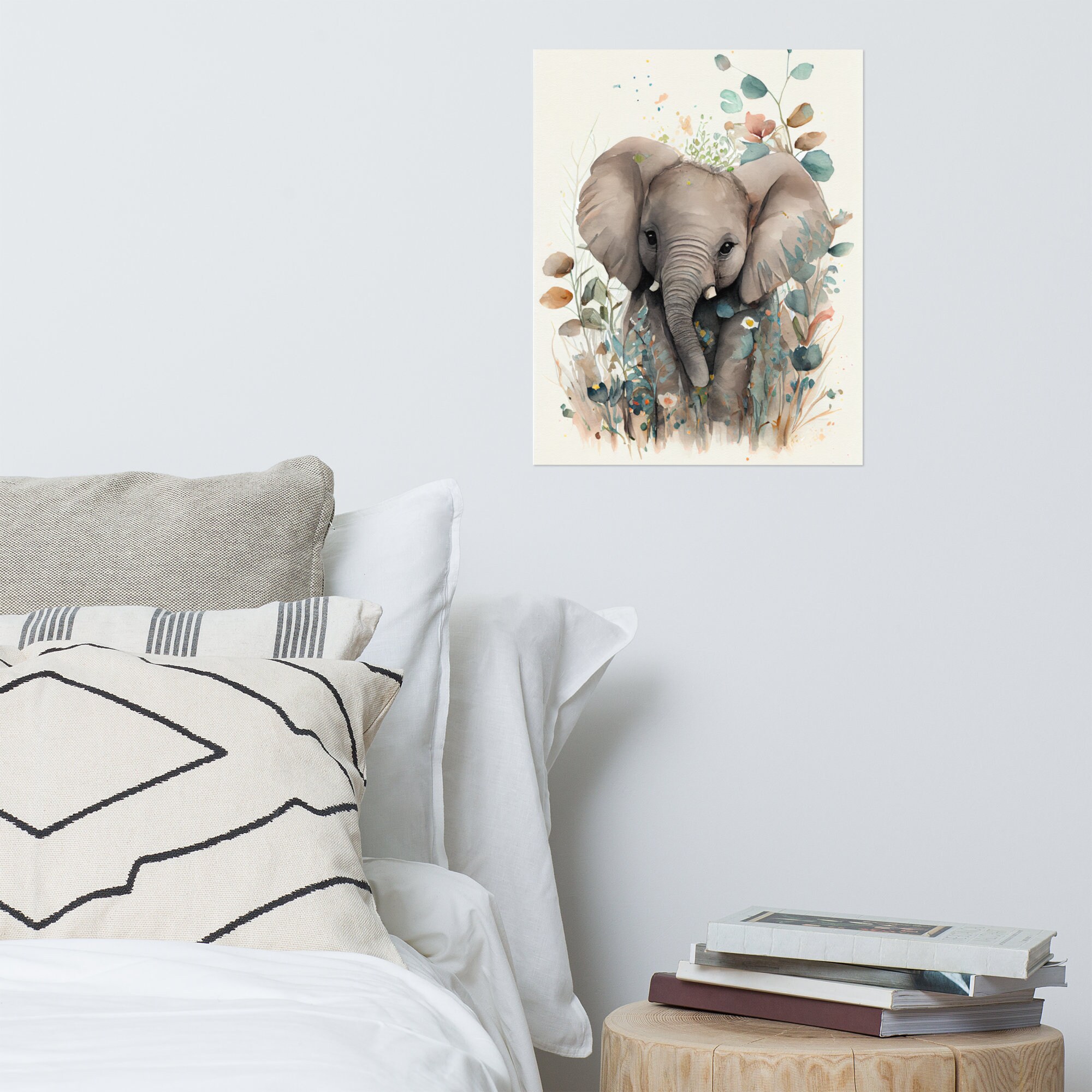 Cute Baby Elephant Watercolor Print Baby Nursery Wall Art Home Decor ...