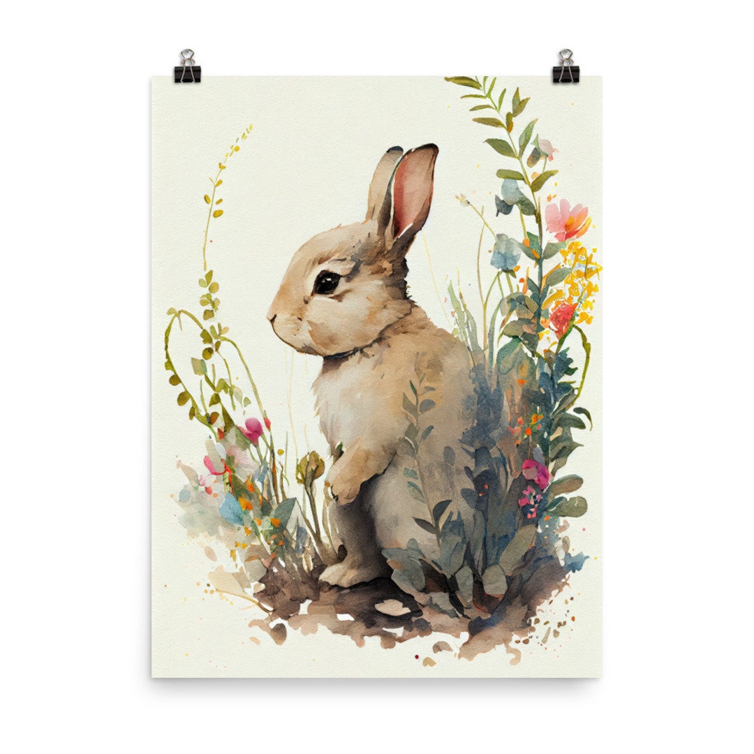 Cute Baby Rabbit Watercolor Print | Baby Nursery | Wall Art | Home ...