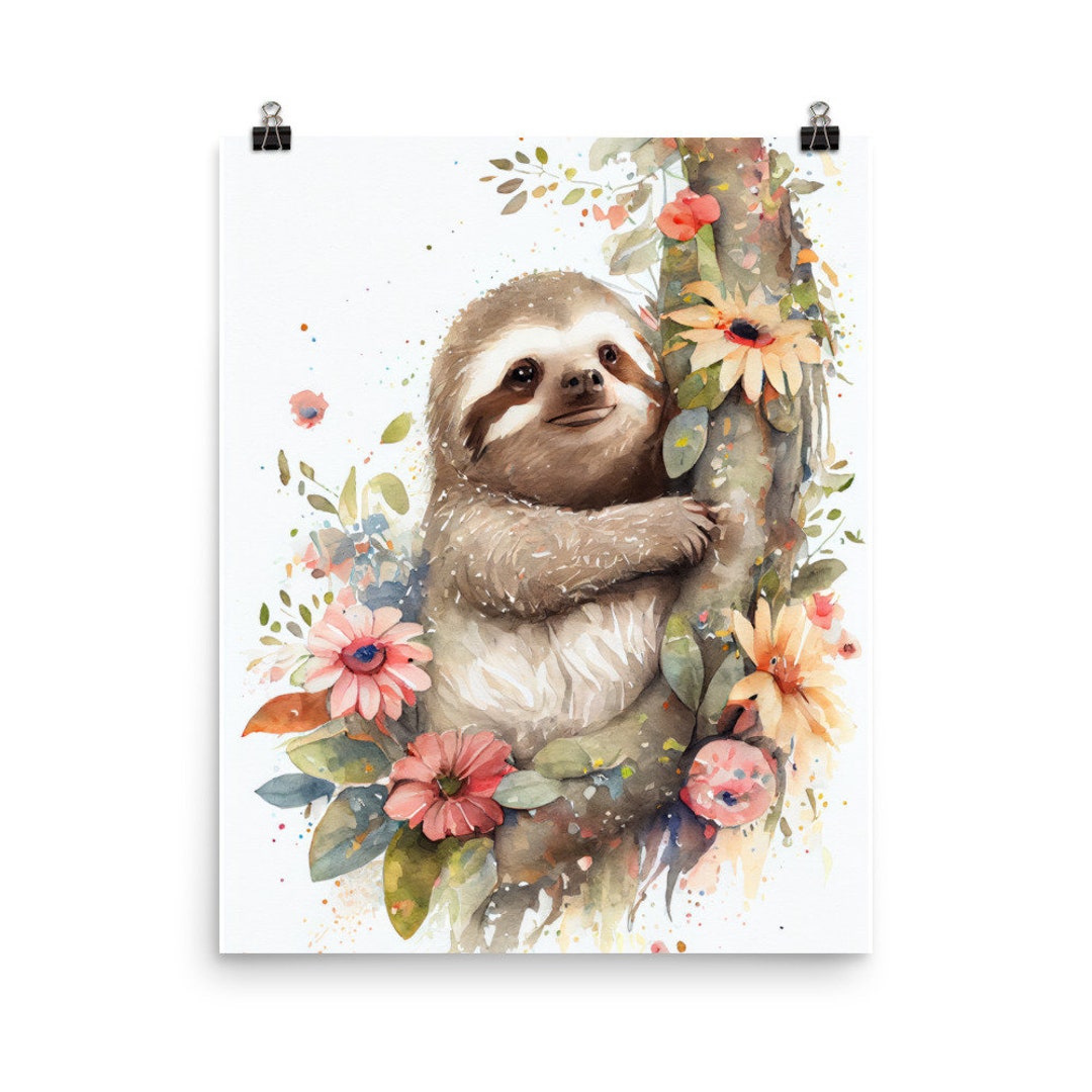 Cute Baby Sloth Watercolor Print | Baby Nursery | Wall Art | Home Decor ...