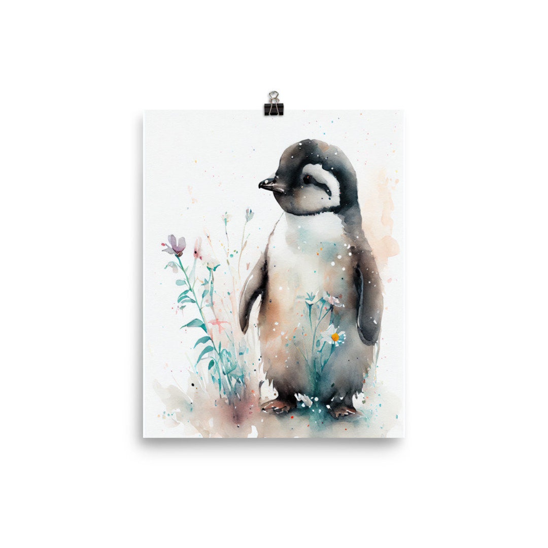 Cute Baby Penguin Watercolor Print | Baby Nursery | Wall Art | Home ...