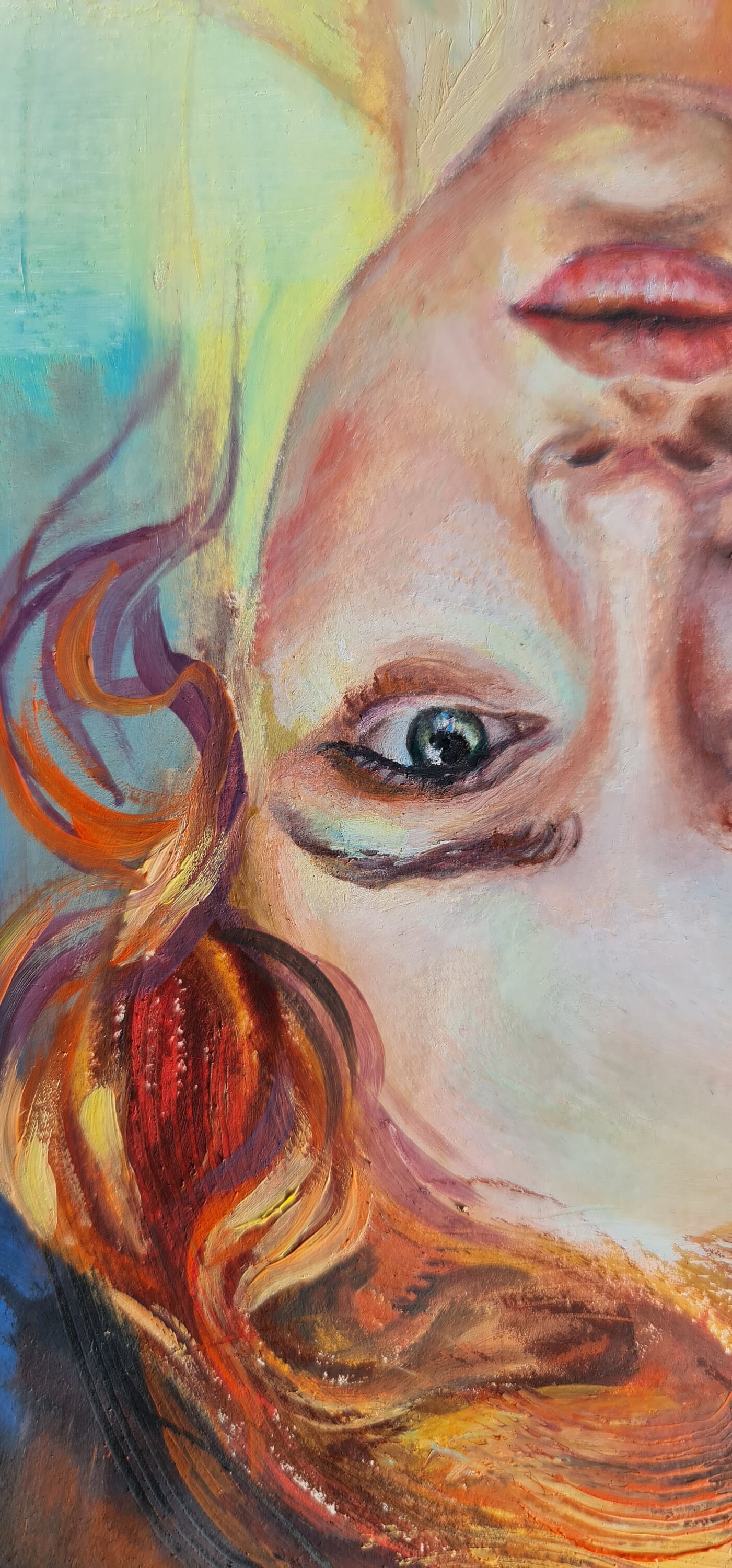 Unique Contemporary Portraiture Expressive Oil Pastel Painting ...