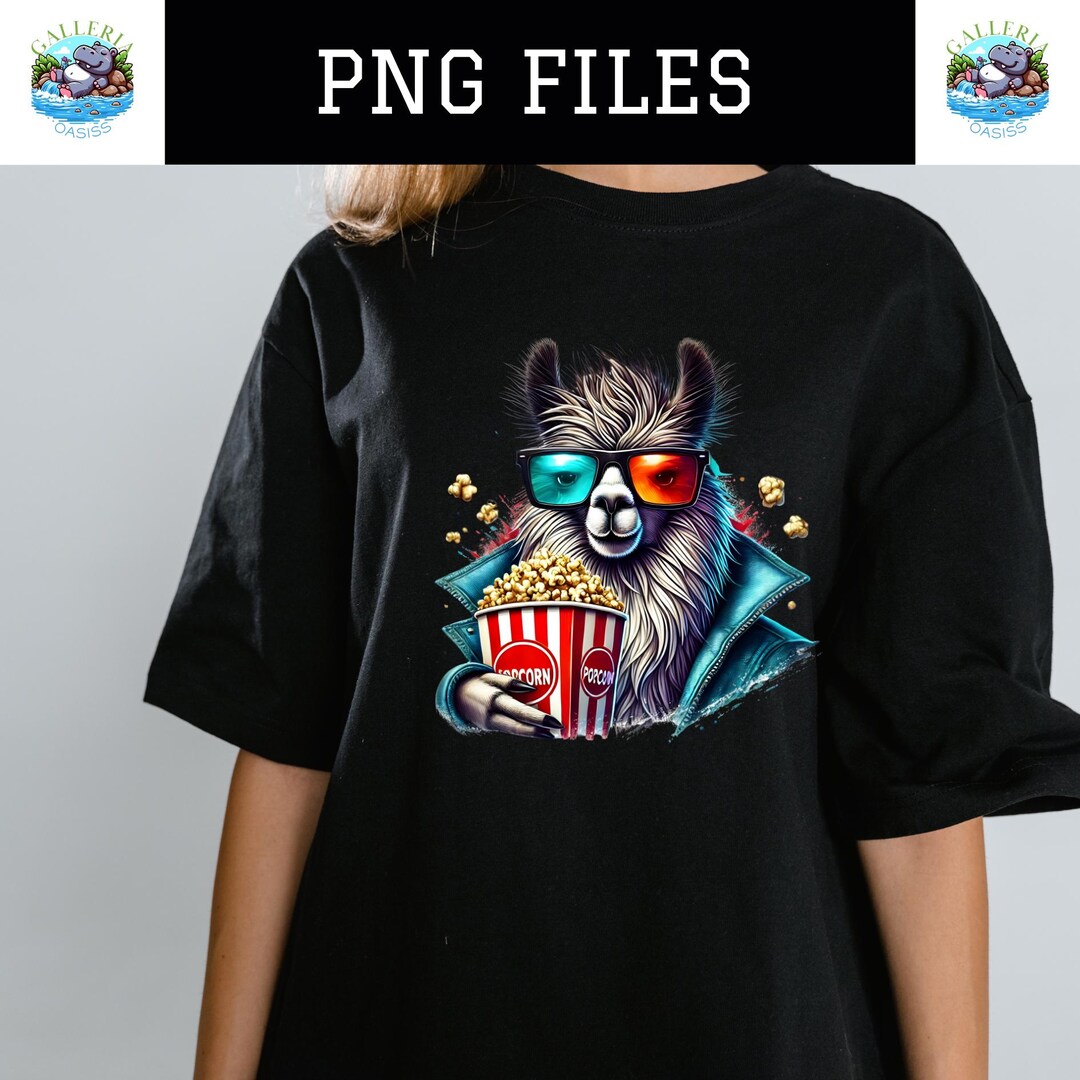 Llama 3D PNG Design, Popcorn Eating Llama PNG Files for Women's ...