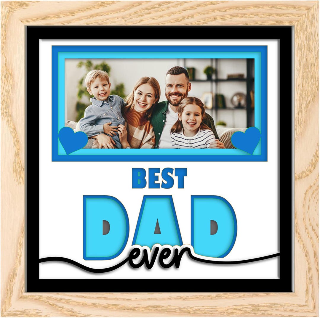Best Dad Ever Picture Frame or Shadow Box SVG for Cricut, Multi Photo ...