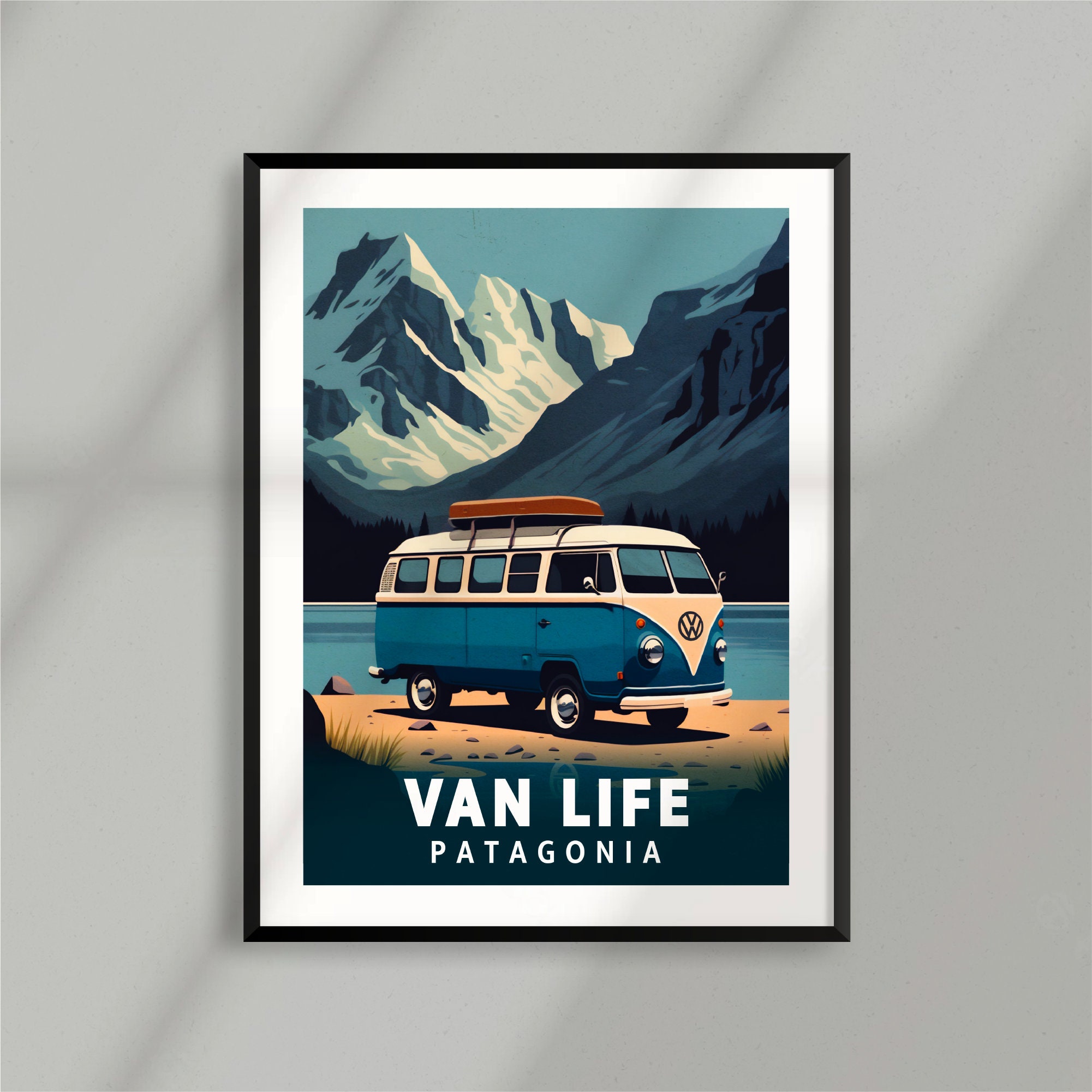 VW Westfalia T1 Camper Van Van Life Patagonia Ushuaia Poster Minimalist ...
