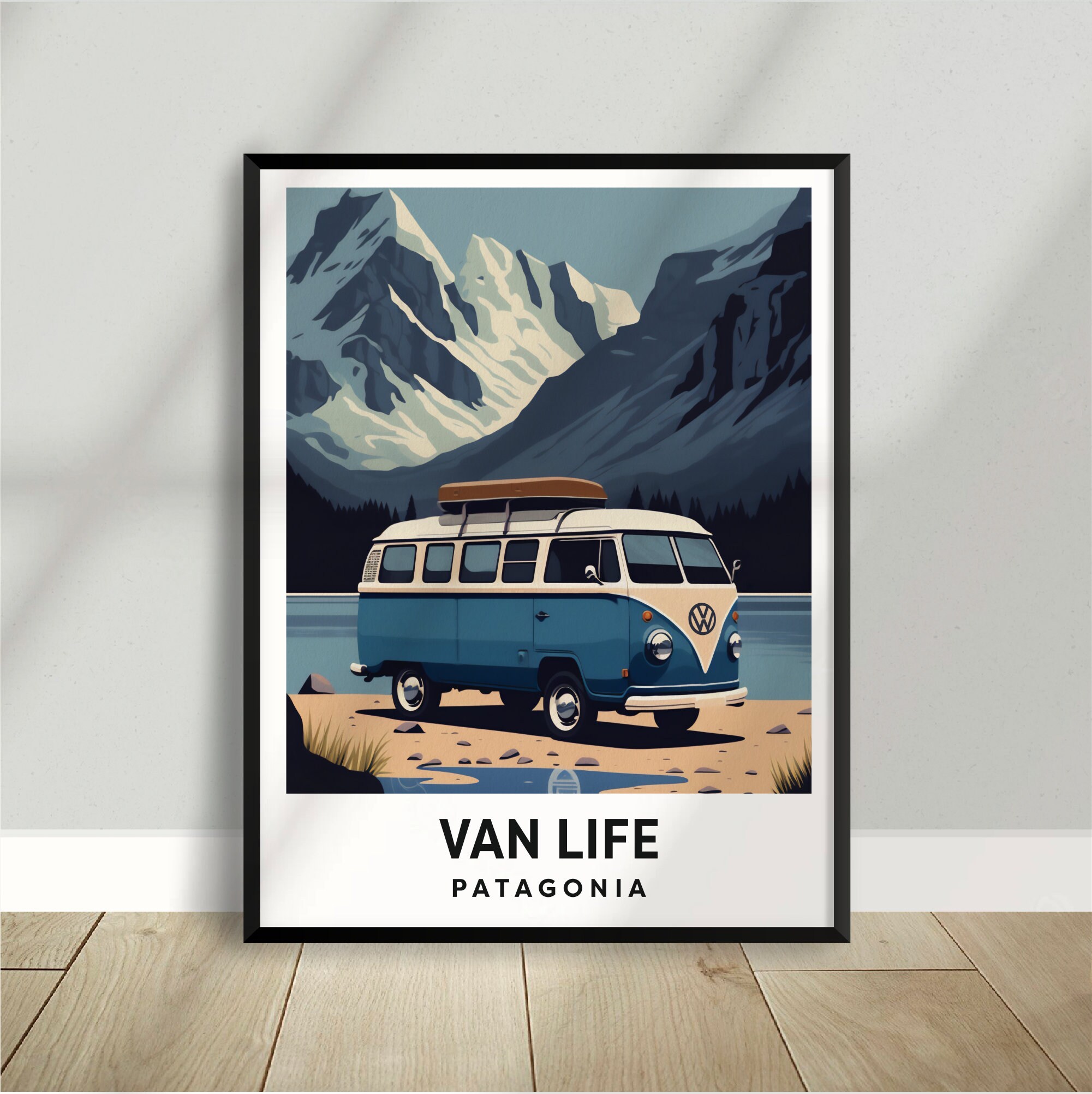 VW Westfalia T1 Camper Van Van Life Patagonia Ushuaia Poster Minimalist ...