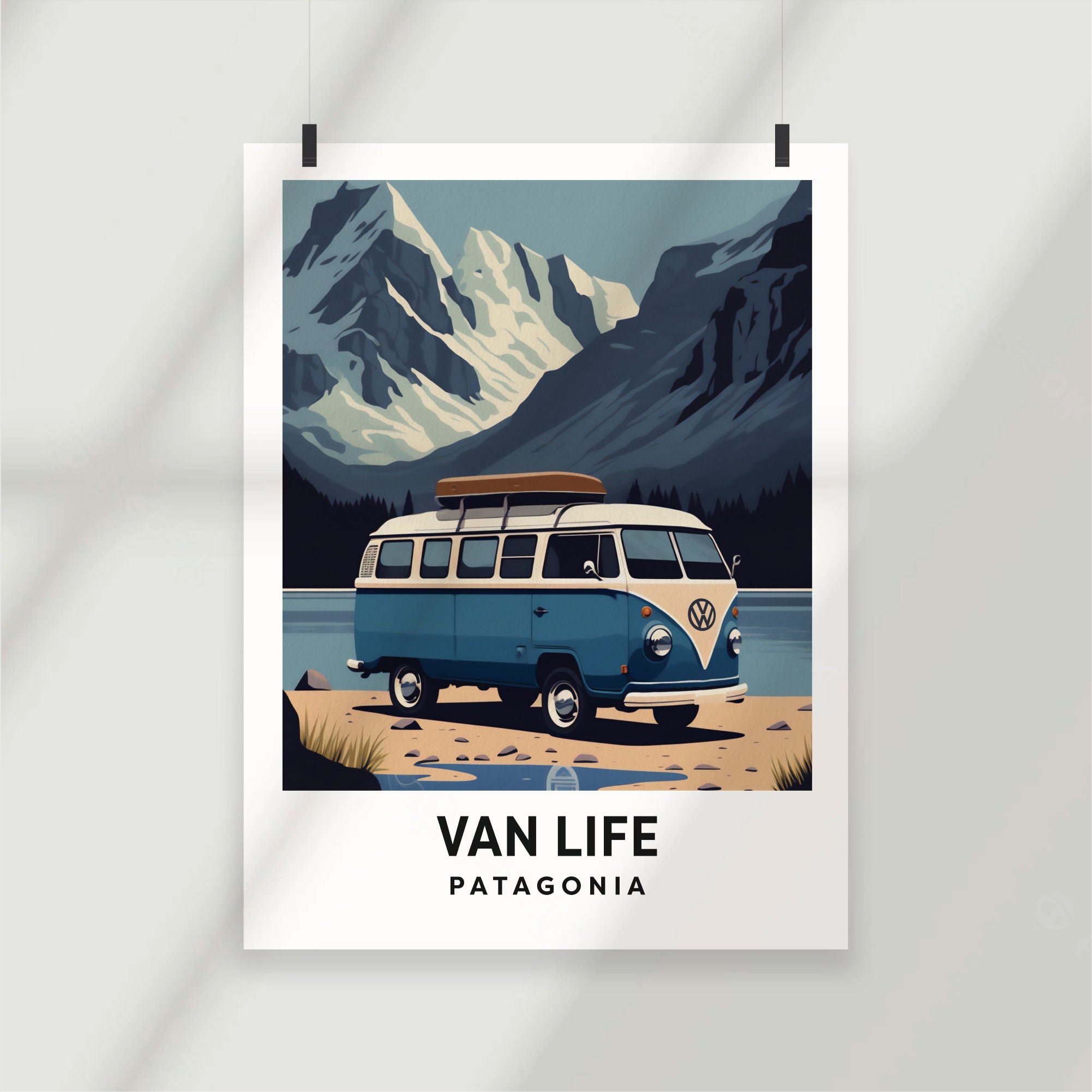 VW Westfalia T1 Camper Van Van Life Patagonia Ushuaia Poster Minimalist ...
