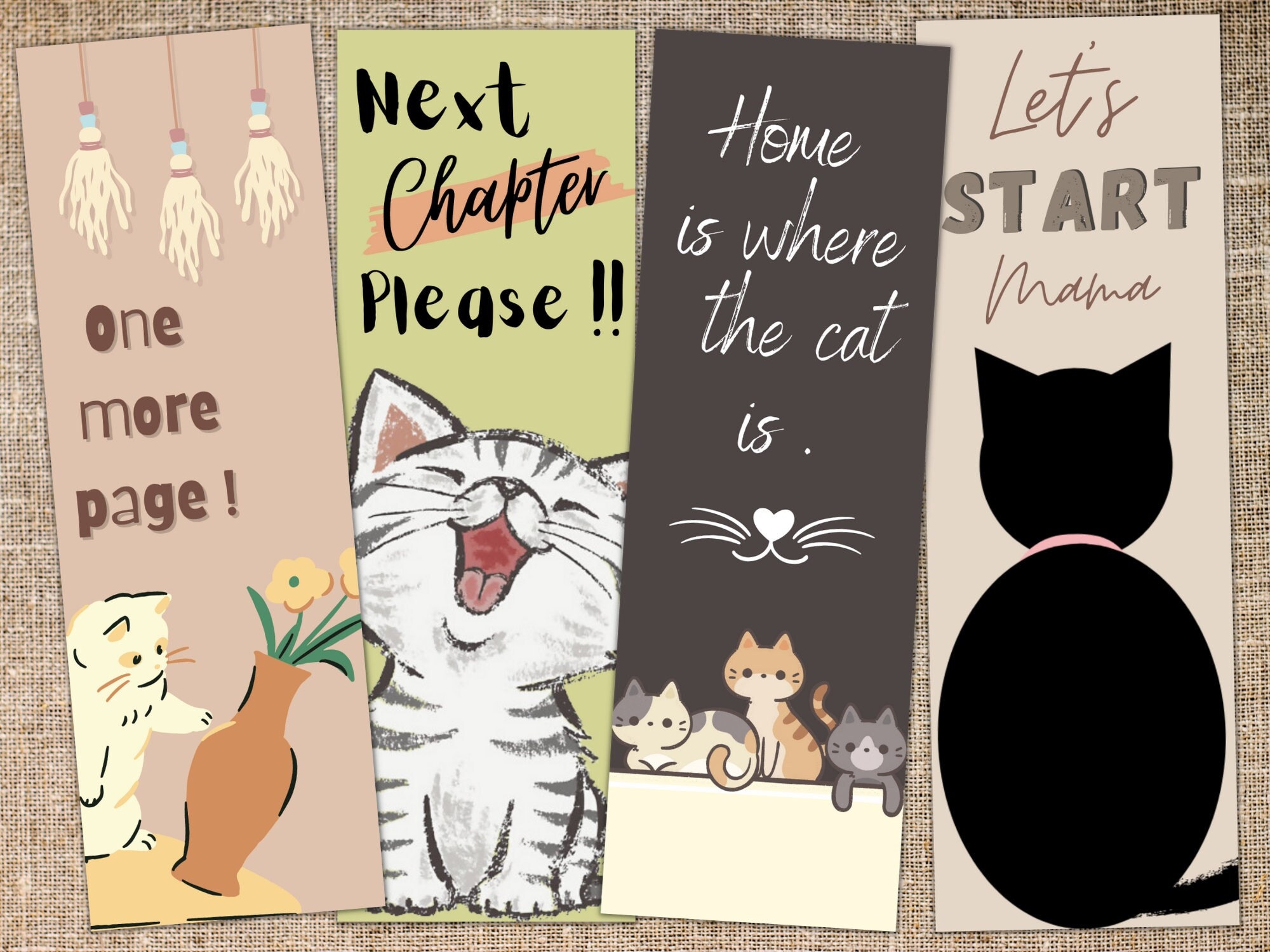 Cat Bookmarks, Printable Bookmarks for Cat Lover, Pastel Color Cute Cat ...