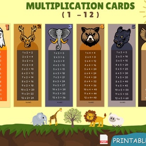Multiplication Cards, Printable Math Multiplication Flash Card,1-12 ...