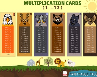 1-12 Multiplication Chart and Flashcard, Printable Digital Download ...