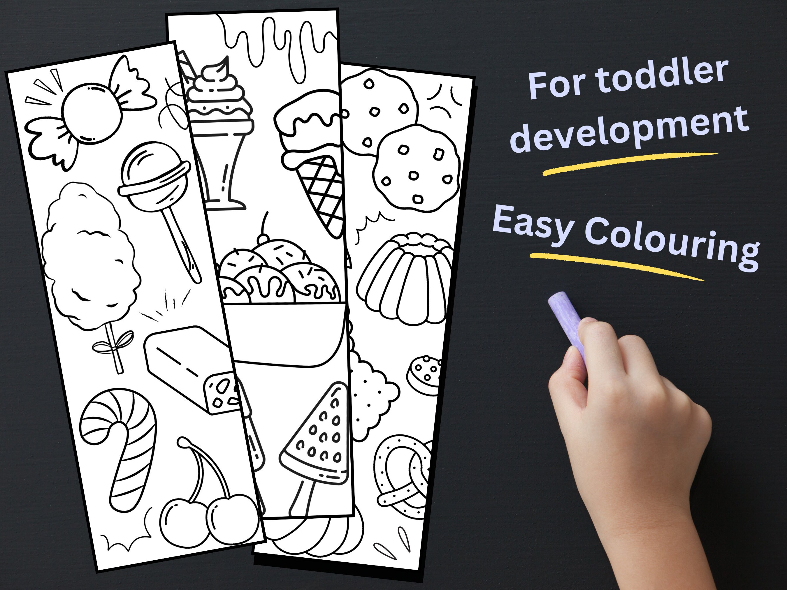 Set of 8 Coloring Bookmarks With Food Drawings, Instant Food Coloring ...