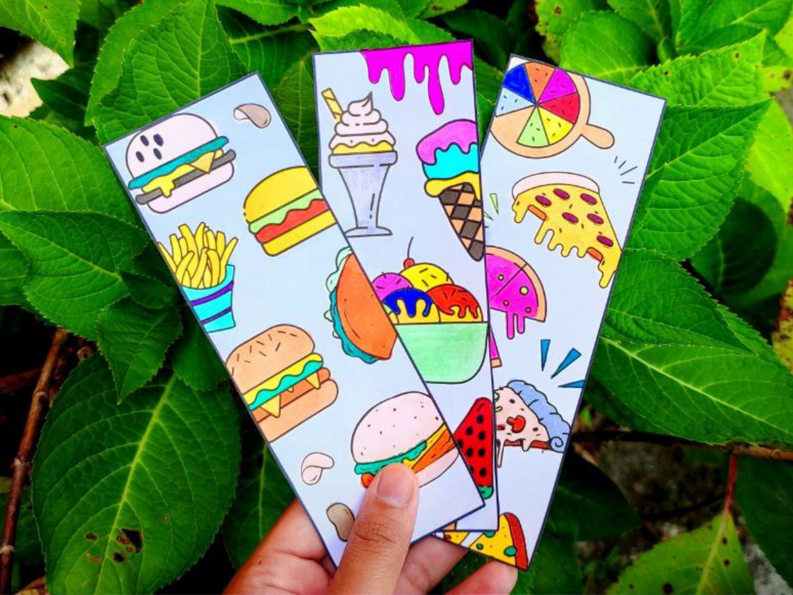 Set of 8 Coloring Bookmarks With Food Drawings, Instant Food Coloring ...