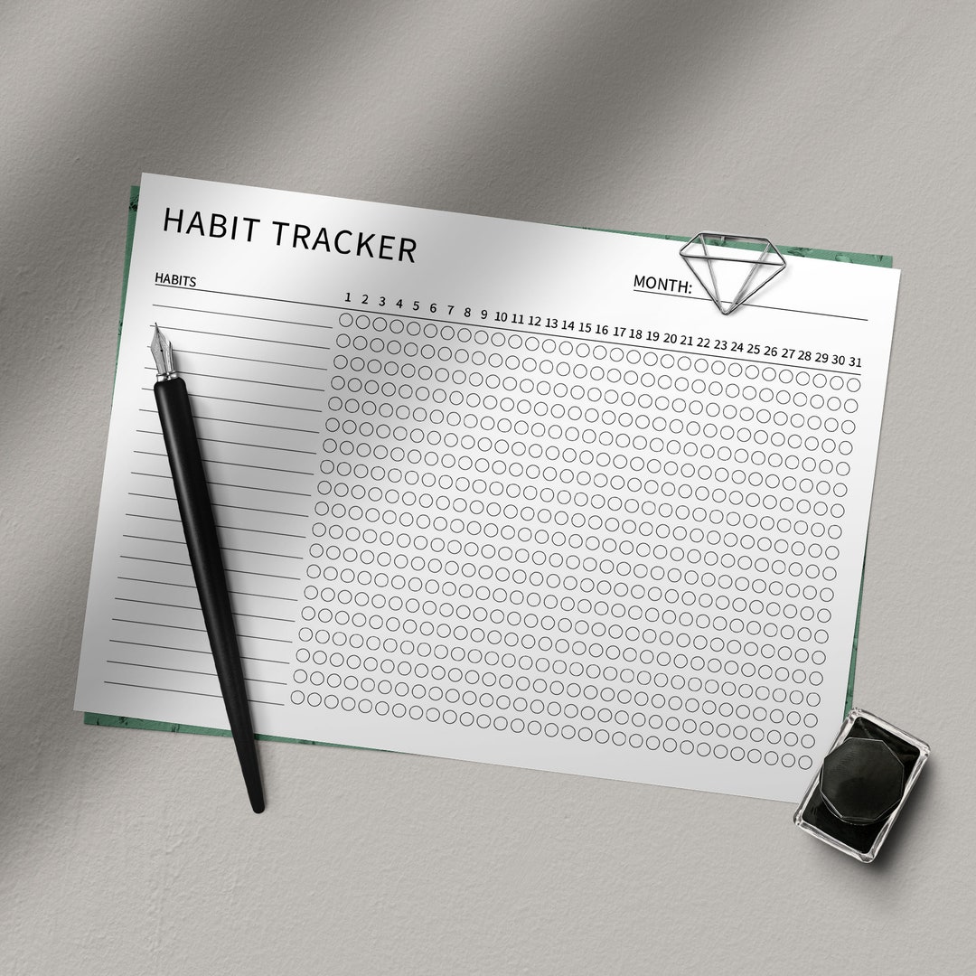 Monthly Habit Tracker Printable Landscape, 2 Style, Habit Tracker ...