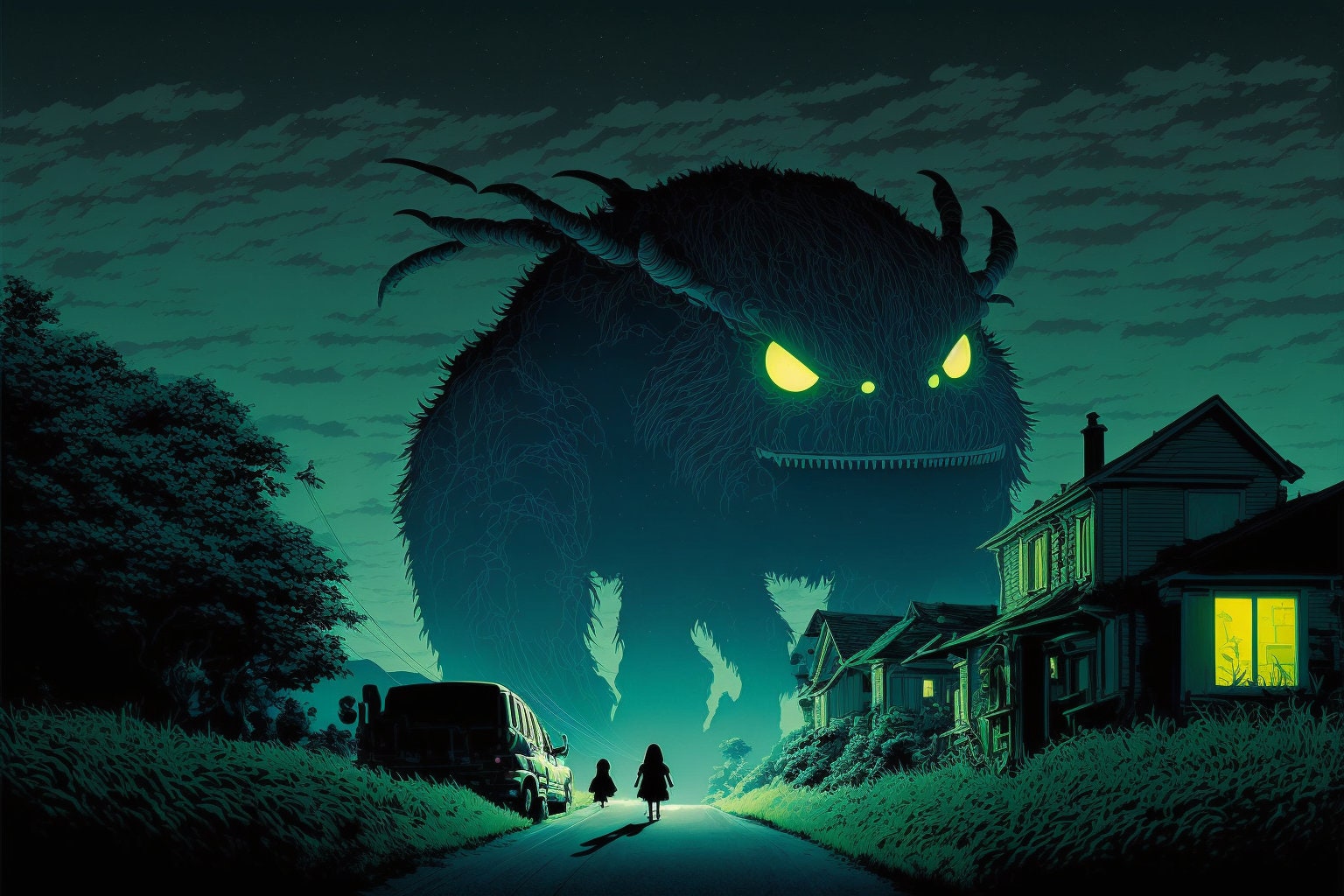 Anime Poster Printable | Monsters at Night | Kaida Nakamura ...