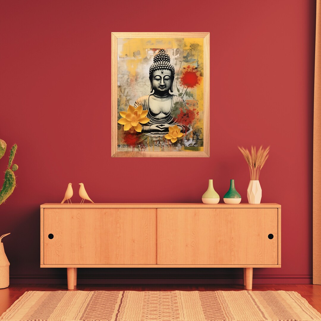 Zen Buddhism Art for Meditation Space Serene Buddha Poster Buddhist Artwork DIY Wall Decoration ...