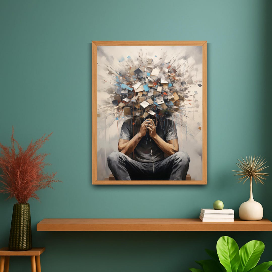 ADHD Overthinking Portrait Print: Neurodivergent Mental Health Art ...