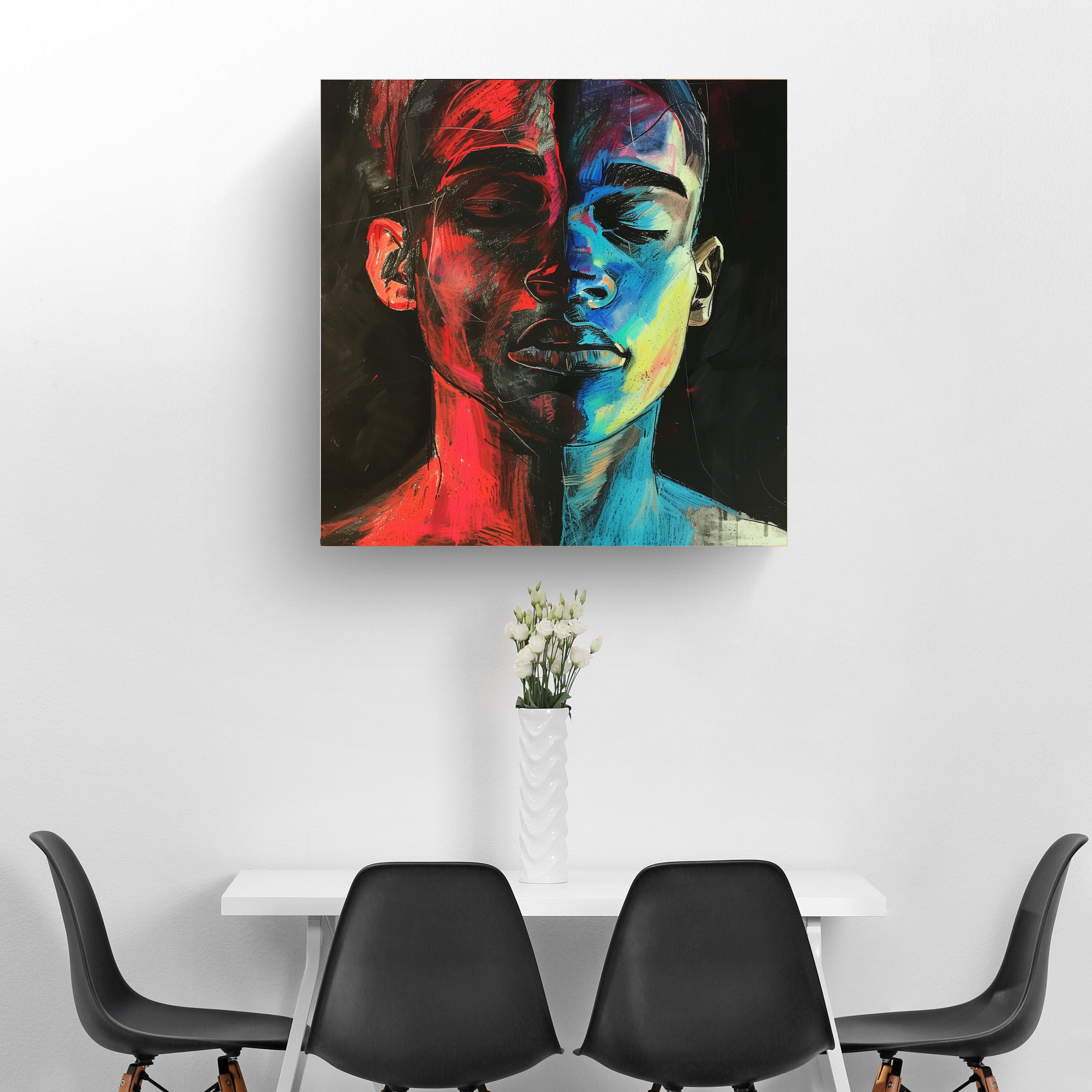 Abstract Face Digital Art Print - Expressionism & Figurative Oil Pastel ...