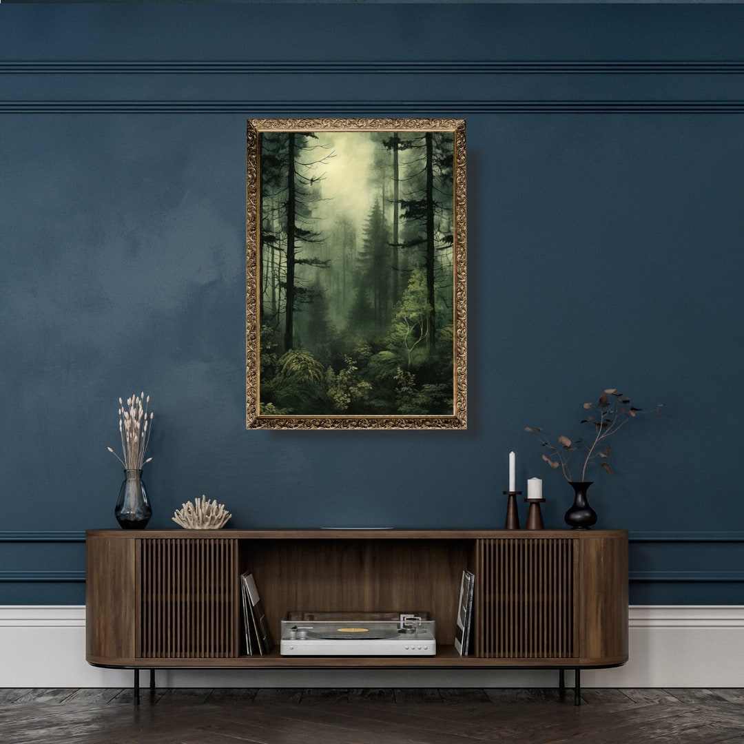 Dark & Moody Forest, Moonlight Painting, Dark Academia Printable Art ...