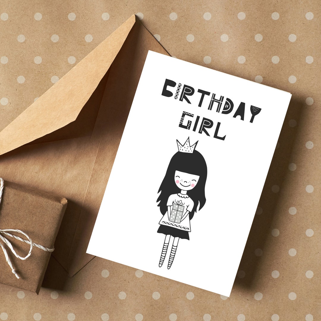 Birthday Girl, Printable Birthday Card, Kids Birthday, Digital Birthday ...