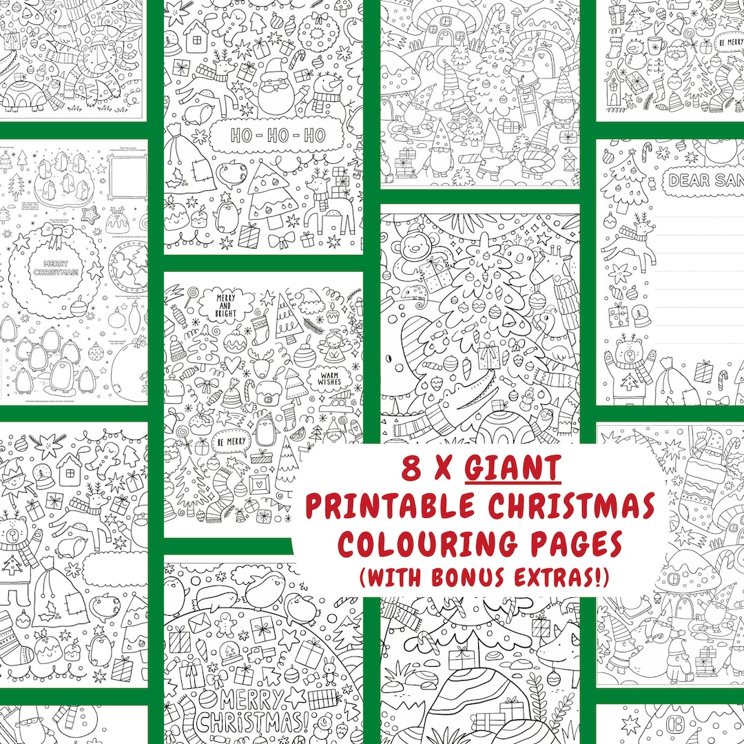 8 GIANT CHRISTMAS Printable Colouring Posters. Coloring Pages for Kids ...