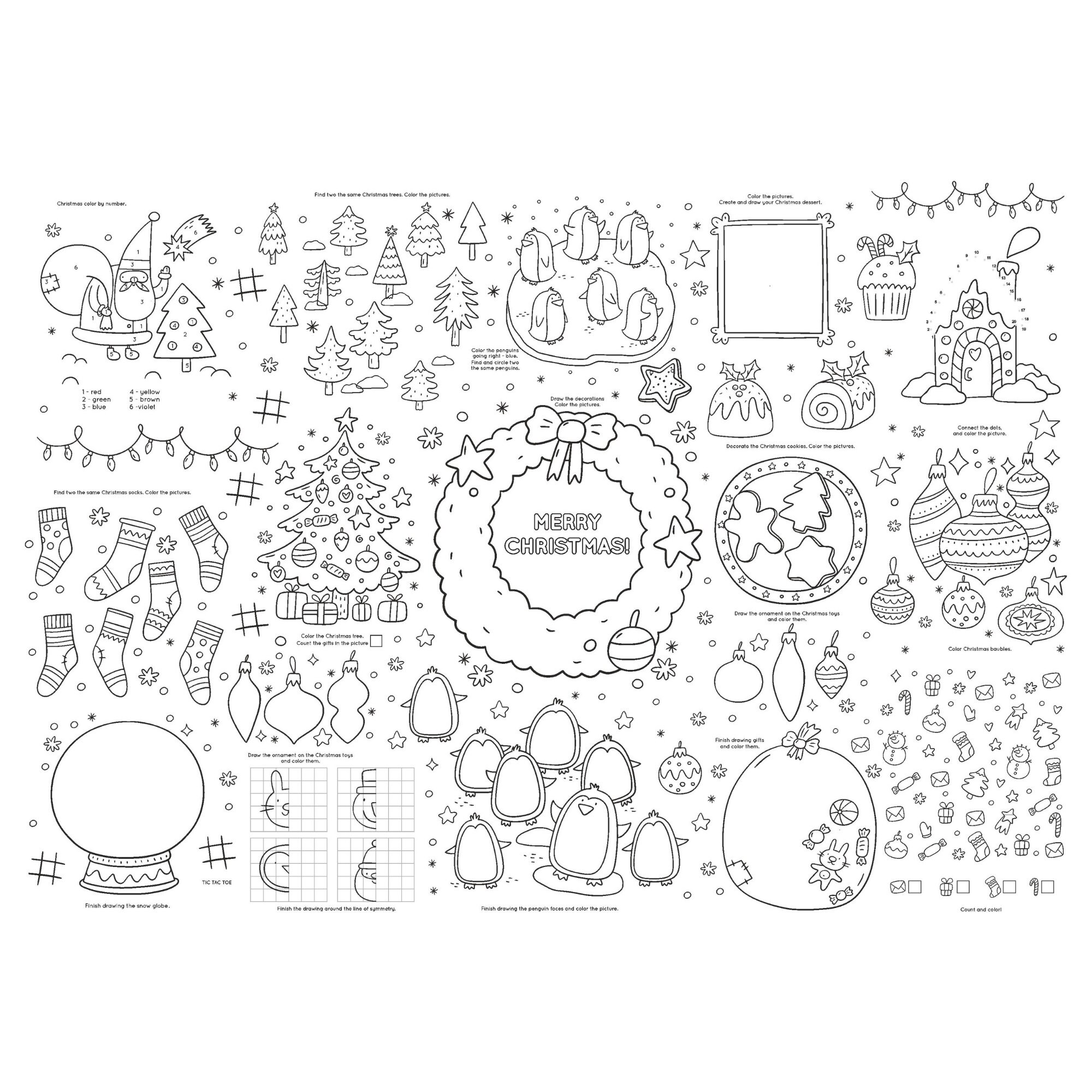8 Pósters para colorear imprimibles de NAVIDAD GIGANTE. Dibujos para ...