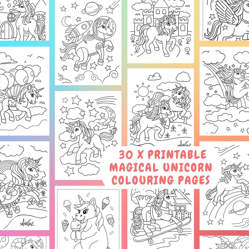 30 'magical Unicorns' Printable Colouring Pages. Downloaded Coloring ...