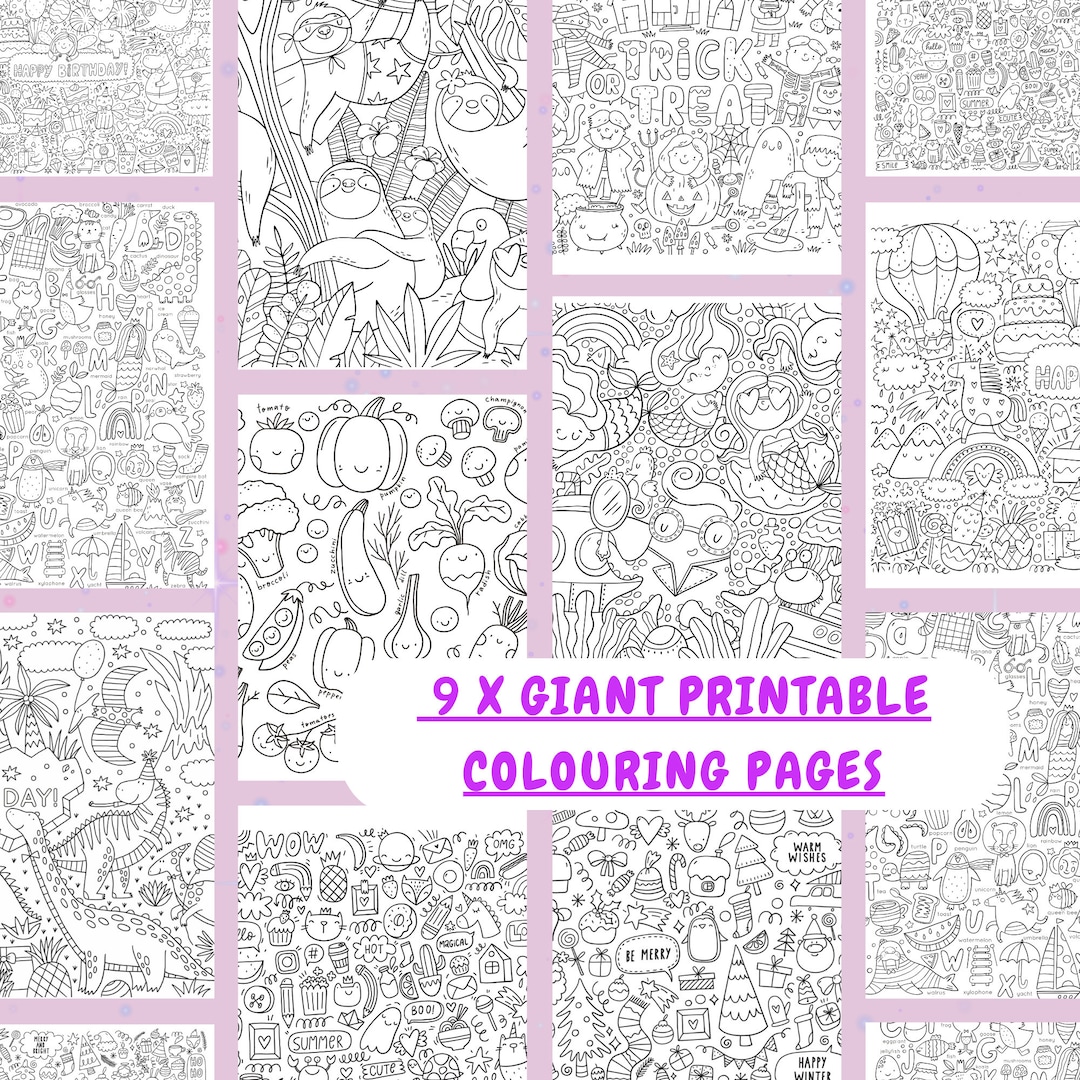 9 GIANT Printable Colouring Posters. Downloadable Coloring Pages for ...