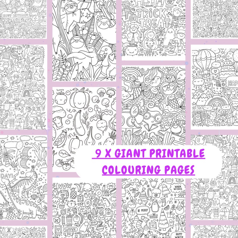 9 GIANT Printable Colouring Posters. Downloadable Coloring Pages for ...