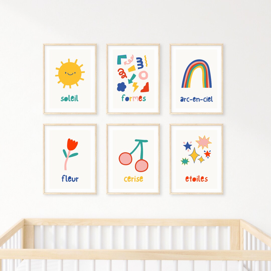 Set of 11 Bright Nursery Prints, Colourful A4 Printable Art, Instant ...