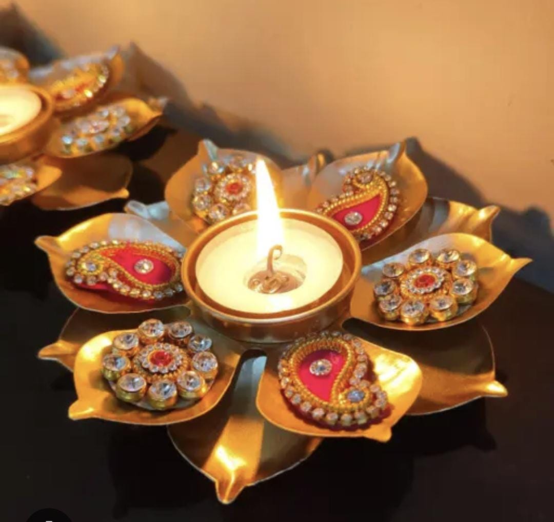 Handcrafted Lotus Diya Tea Light Holders, Festive Indian Decor, Diwali ...